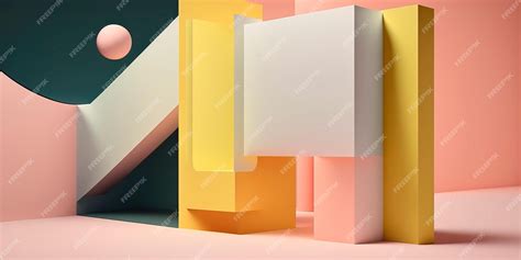Premium Photo Minimalistic Abstract Composition With Bold Lines And Pastel Generative Ai