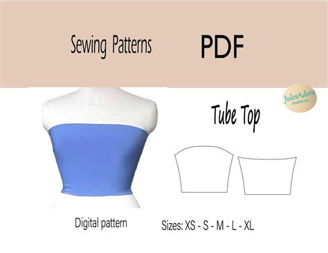 Diy Tube Top Pattern Women Sizes Xs Xl Pdf Sewing Pattern Print