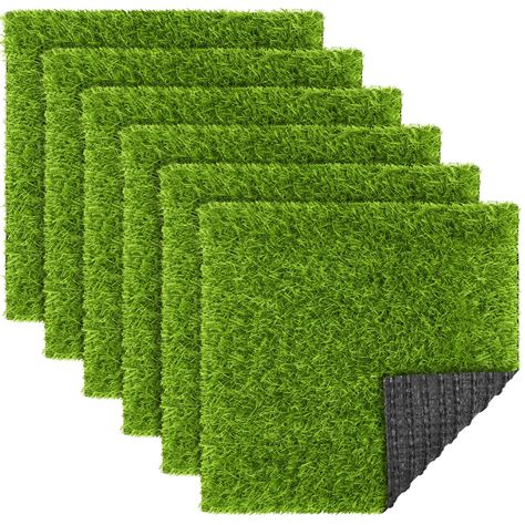 Turstin 6 Packs Artificial Grass Square Mat 12 X 12 Inch