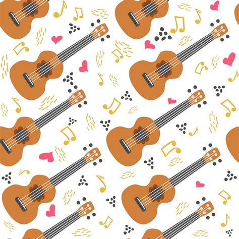 Premium Vector Ukulele Seamless Pattern Ukulele Pattern With Monstera