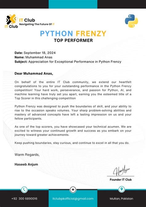 Muhammad Anas On Linkedin Pythonfrenzy Itclub Continuouslearning