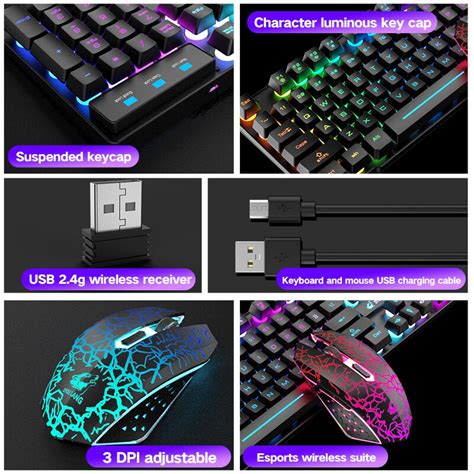 24g Wireless Gaming Keyboard Mouse Combo Recharge Vicedeal
