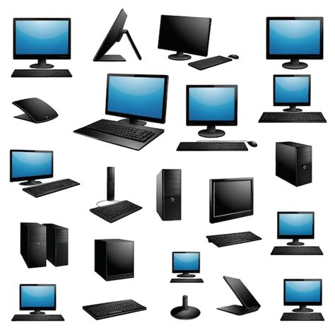 Premium Vector A Collection Of Computer Monitors Keyboards And Other Electronic Devices