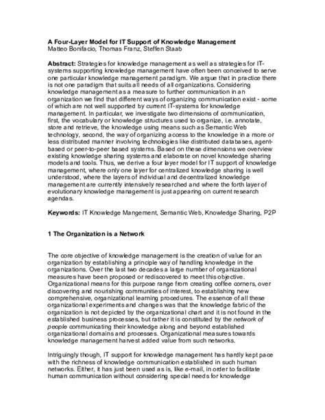 pdf a four layer model for it support of knowledge management