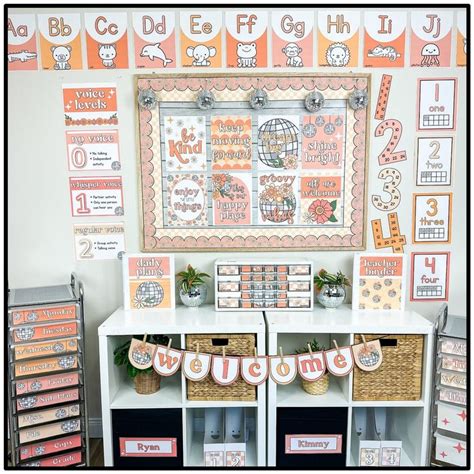 Disco Floral Classroom Decor Bundle Editable Classroom Theme Retro