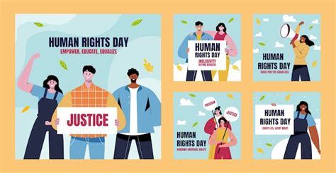 Free Vector Flat Instagram Posts Collection For Human Rights Day