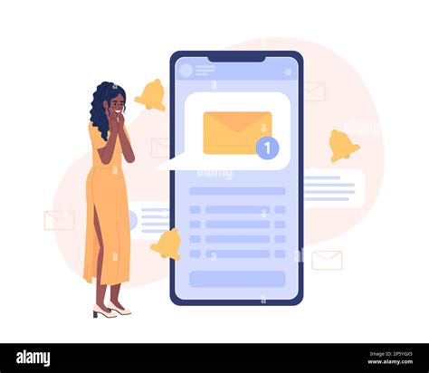 getting text message on mobile phone flat concept vector spot