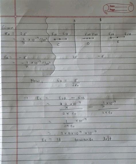 4 Two Infinite Plane Sheets A And B Are Shown In The Figure The Surface Charge Densities On A