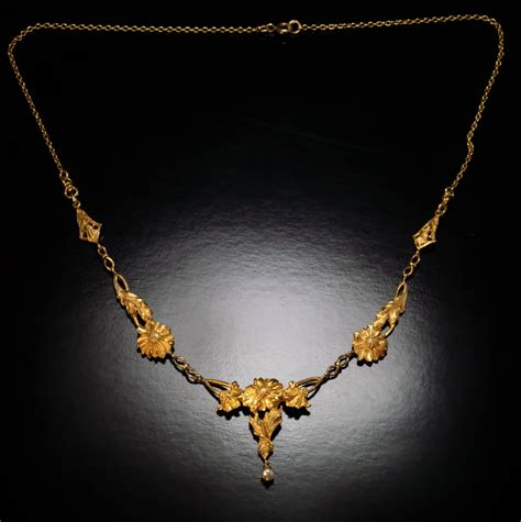 Antique French 18k Gold Art Nouveau Necklace Ref 798045 Antique