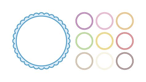 Set Of Simple Circular Blank Shape With Scalloped Edge Frame Border Design 44035076 Vector Art