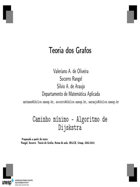teoria dos grafos algoritmo de dijkstra para caminho mínimo pdf