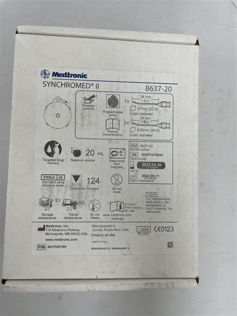 New Medtronic 8637 20 Synchromed Ii Programmable Pump 20ml Disposables