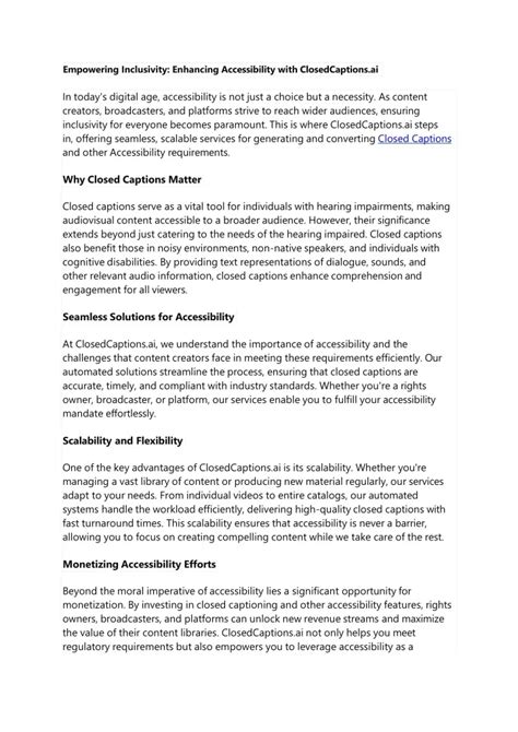Ppt Empowering Inclusivity Enhancing Accessibility With Closedcaptions Ai Powerpoint