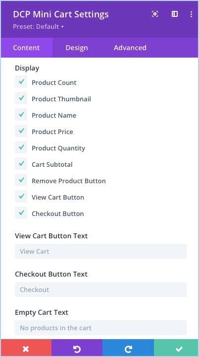 Dcp Mini Cart Divi Extended Documentation