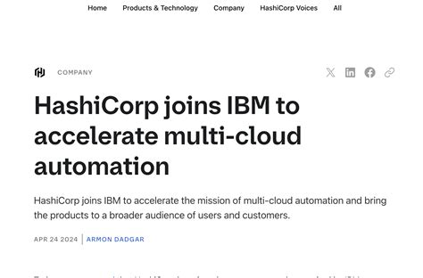 Hashicorpがibmに買収された