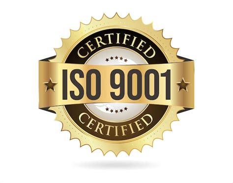 Premium Vector Iso 9001 Certified Golden Badge Vector Illustration On