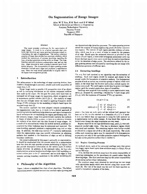 On Segmentation Of Range Images Ieee Conference Publication Ieee Xplore