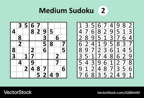 Sudoku Game With Answers Medium Complexity Vector Image