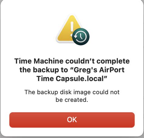 time machine can t create backup on time capsule macrumors forums