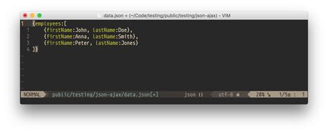javascript vim displays json file without any quotes stack overflow