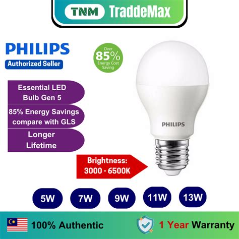 PHILIPS LED Bulb Essential W W W W W K Warm White K Daylight Shopee Malaysia