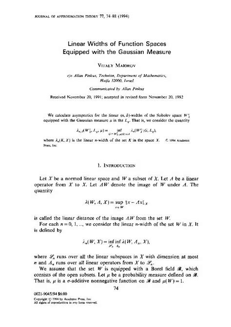 Pdf Linear Widths Of Function Spaces Equipped With The Gaussian Measure Dokumentips