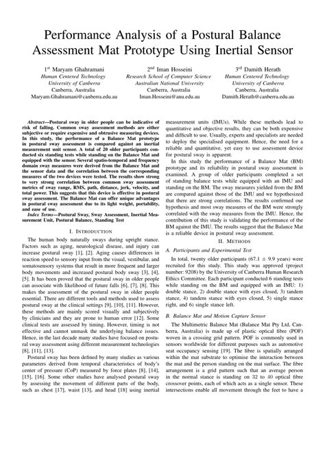 Pdf Performance Analysis Of A Postural Balance Assessment Mat
