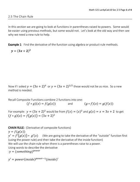 Lar Ap Calc 10 S2 5 Chain Rule Ccs 2 The Chain Rule In This Section We Are Going To Look At