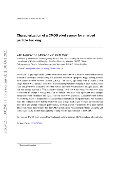Pdf Characterization Of A Cmos Pixel Sensor For Charged Particle Tracking