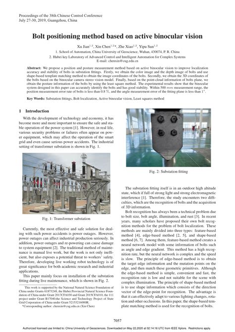 Pdf Bolt Positioning Method Based On Active Binocular Vision