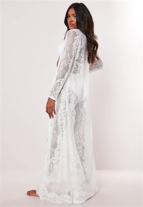 Missguided White Eyelash Lace Beach Kimono White Lace Kimono White