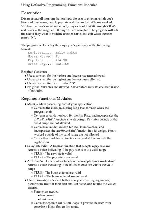 Solved Using Defensive Programming Functions Modules Chegg