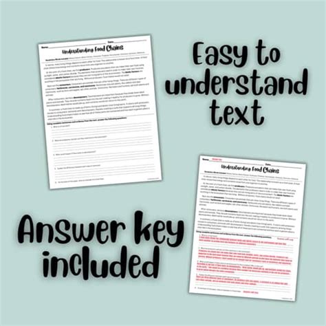 Food Chains Short Reading Passage Text Dependent Questions Worksheet