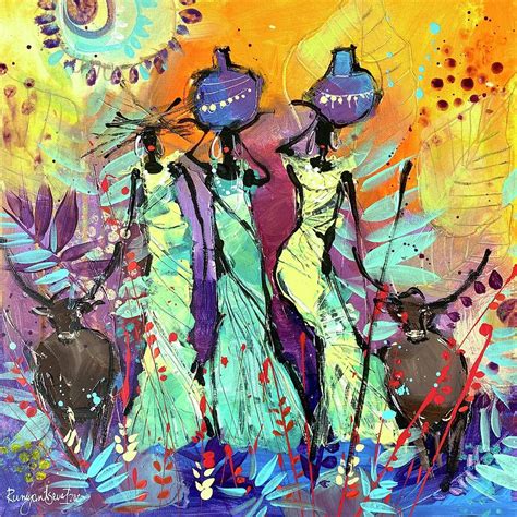 African Tribal Women C02n02 Painting By Irina Rumyantseva Fine Art