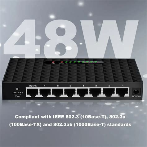 8 Port Gigabit Ethernet Switch 1000Mbps High Speed Network Hub Plug And Play RJ45 Smart