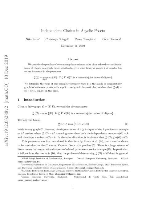 Pdf Independent Chains In Acyclic Poset