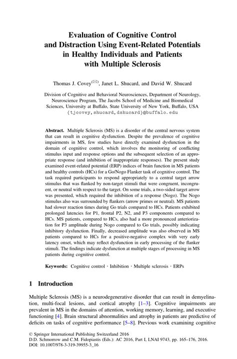 Pdf Evaluation Of Cognitive Control And Distraction Using Event Related Potentials In Healthy