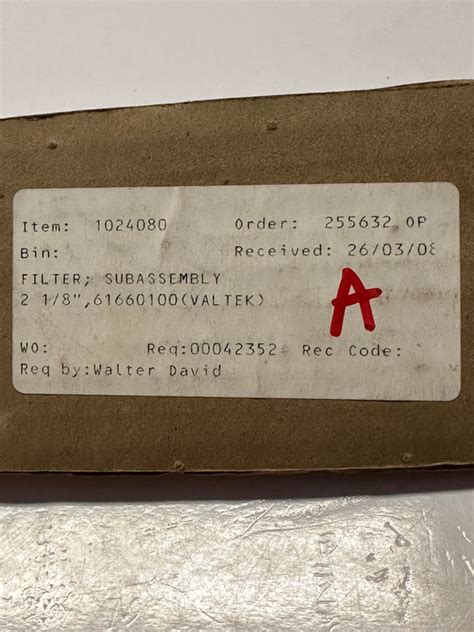 Valtek Filter Subassembly 2 1 8 61660100 Ev 1 Mining And Industrial Surplus