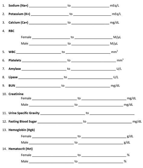 Ati Normal Lab Values Diagram Quizlet