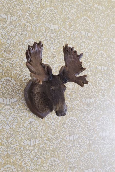 Dollhouse Miniature Small Moose Head Wall Trophy Mounted 1 12 Etsy