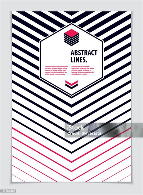최소한의 브로셔 디자인입니다 웹 상거래 또는 이벤트 벡터 그래픽 디자인 템플릿 스트라이프 라인 기하학적 그림을 질감 A4 인쇄 형식입니다 0명에 대한 스톡 벡터 아트 및
