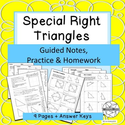 special right triangles guided notes practice and homework by waldonmath