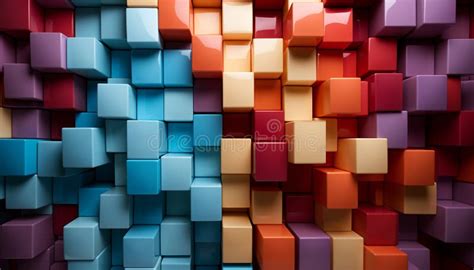 Abstract Geometric Shapes Create A Vibrant Futuristic Wallpaper Design Generated By Ai Stock