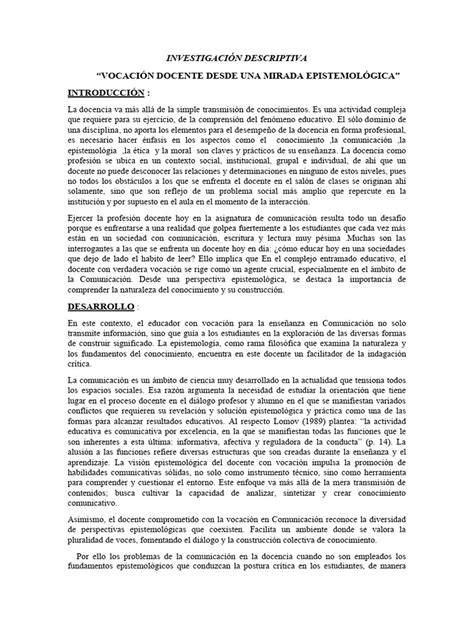 Investigación Descriptiva Pdf Enseñando Maestros