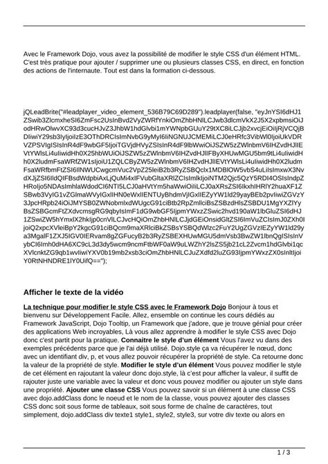 Pdf La Technique Pour Modifier Le Style Css Avec Le Framework Dojo