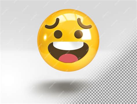 어색한 미소가 있는 사실적인 3d 이모티콘 무료 Psd 파일