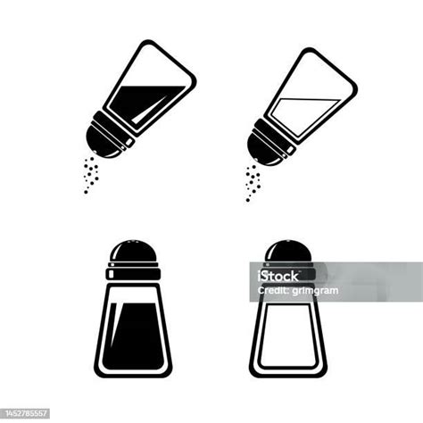 소금과 후추 셰이커벡터 일러스트 레이 션 블랙 실루엣 디자인 로고 소금에 대한 스톡 벡터 아트 및 기타 이미지 소금 염분 개념 Istock