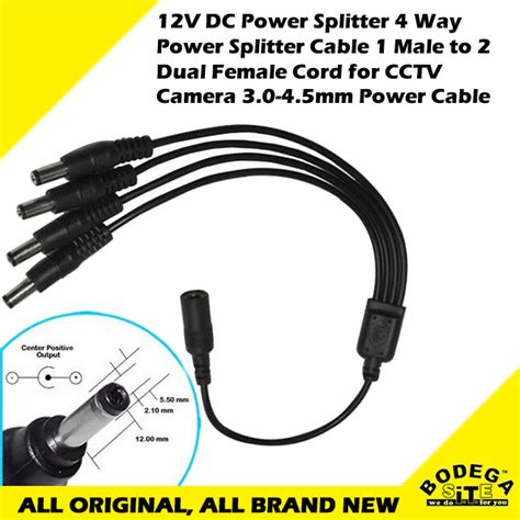 12v Dc Power Splitter 4 Way Power Splitter Cable 1 Male To 2 Dual