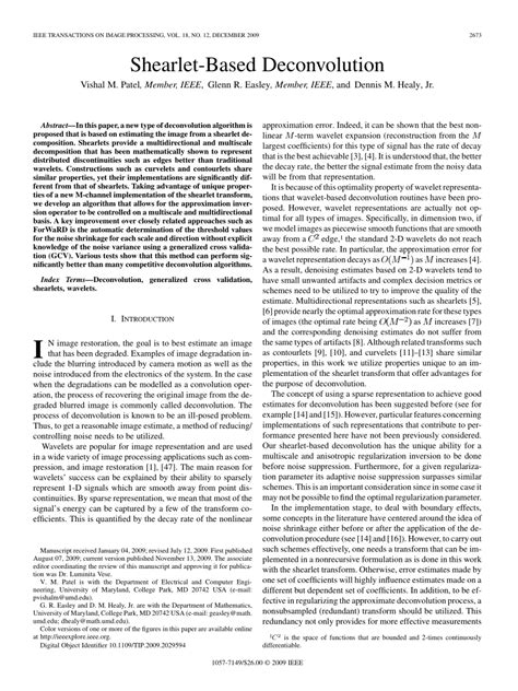 Pdf Shearlet Based Deconvolution