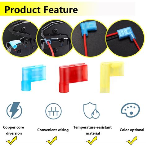 Smseace 100pcs Blue Right Angle Spade Connector 16 14awg